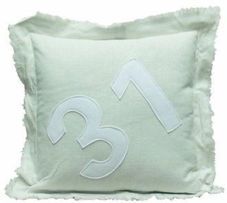 My Flair 23.18SF Kissen, 50 x 50 x 14 cm mit Füllung, 40% Baumwolle 30% Leinen 20% Viskose 10% Polyester, Handwäsche, weiß mit Zahl 31