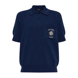 Balmain Cotton Sun Polo - - Knitwear - Herren - Blau - 2XL