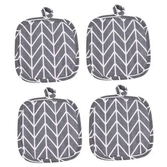 Cabilock 4st&uuml;cke Graue -Muster Kochtopf-untersetzer Baumwolle Leinen Hitzebest&auml;ndig Matten rutschfeste Tischsets W&auml;rmed&auml;mmpads Platzsets