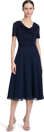 Vera Mont Damen Cocktailkleid im Glitzer-Look Patch Dark Blue/Dark Blue,50