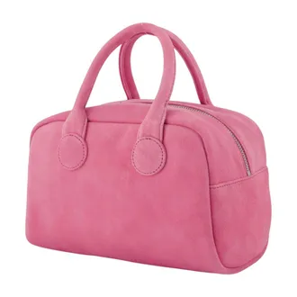 Marge Sherwood Womens Soft Bowling Bag - Margesherwood Leather Pink Goatskin Handbags-Purses