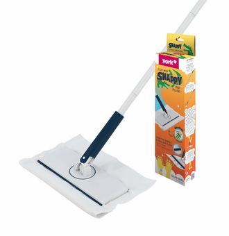 York Bodenwischer Wischmopp mit Mikrofasertuch 360 Drehgelenk Flachwischmopp Reinigung Putzen Snappy, Waschfl&auml;che 25 x 9,5 cm