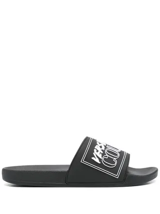 Versace Jeans Couture claquettes &agrave; logo emboss&eacute; - Noir