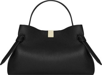 Yuzefi Womens Handbag Gyoza Pebble-Grain Leather Black Handbags Hand Bags