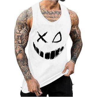 Generico T-shirt sans manches pour homme, haut de sport d&eacute;t&eacute; Streetwear avec imprim&eacute; en coton, t-shirt int&eacute;rieur confortable pour adolescents, v&ecirc;tement dentra&icirc;