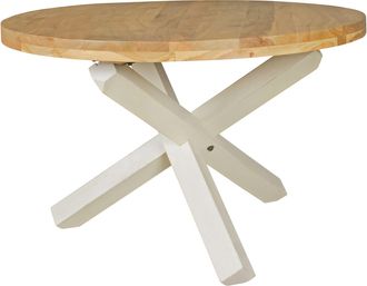 WOHNLING FineBuy Design Esszimmertisch rund &Oslash; 120 cm x 75 cm Massiv-Holz, Landhaus Esstisch 4 Personen, K&uuml;chentisch Tisch f&uuml;r Esszimmer braun Wei&szlig;