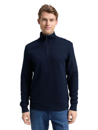 Tom Tailor Herren 1048594 Troyer Sweatshirt Mit &Auml;rmeltasche, 10668 - Sky Captain Blue, XXL EU