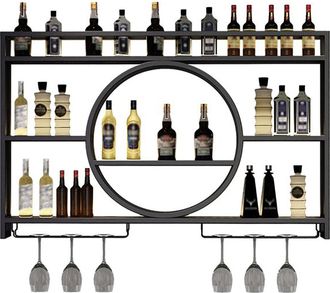 Generic Weinregal Zur Wandmontage, 3-stufiges Weinregal Metall, Modern und Stilvoll, Große Kapazität, Geeignet für Küchen, Bars, Restaurants, Wohnzimmer(Black