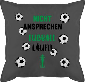 Shirtracer Kissen 50x50 - Nicht ansprechen Fußball läuft | Fussball Geschenk Jungs | Fußballfans Geschenke Männer | Fußballzubehör - 50 x 50 cm - Grau - fußballk