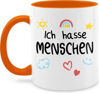 Shirtracer Tasse Tassen 325ml - Statement Sprüche - Spruch - Ich hasse Menschen - 325 ml - Orange - regenbogen spruchtasse sarkasmus hassen kaffeebecher hass spr