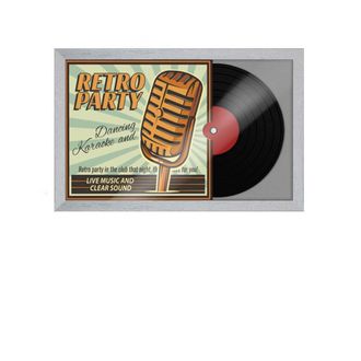 Bildershop-24 Schallplattenrahmen VARIO36 Mattsilber in 32x48 cm f&uuml;r Vinyl Schallplatten und Cover Rahmen mit Passepartout Hintergrund in Granit