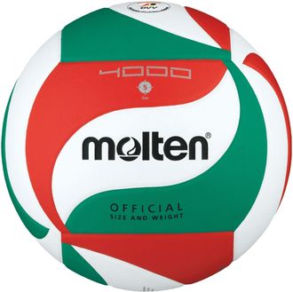 Molten V5M4000-DE Volleyball, Wettspielball, Synthetik-Leder, weich, DVV Pr&uuml;fzeichen, wei&szlig;/gr&uuml;n/rot, Gr&ouml;&szlig;e 5, Paketeinheit 60