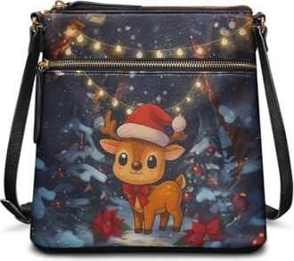 Coloranimal Sac &agrave; bandouli&egrave;re l&eacute;ger en cuir pour femme sur le th&egrave;me de No&euml;l pour t&eacute;l&eacute;phone portable, &Eacute;lan de No&euml;l mignon