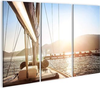 Islandburner Prime Bild auf Leinwand Segelboot Yacht Wasser Steg Sonnenaufgang Bilder Wandbilder Poster