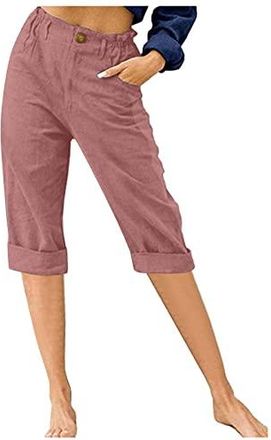 Generic Pantalon de Sport Femme, Large Pantalon 3/4 Elastique Léger Respirant Pantalons Court Femme dété Pantacourt DéContractéEs De Jogging avec Poches Fluid