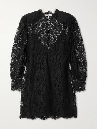 Chlo&eacute; Mini-robe En Dentelle De Coton M&eacute;lang&eacute; - Noir