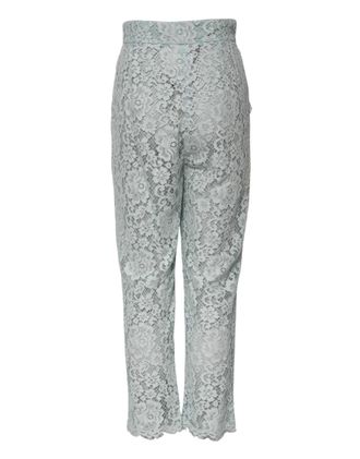 Dolce & Gabbana Womens Floral Lace Trousers Green Cotton Viscose Nylon