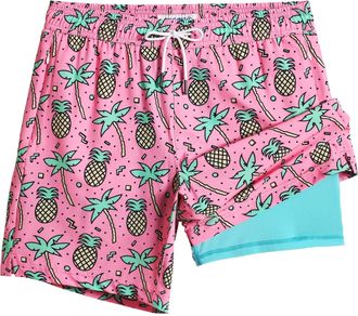 Maamgic 2 in 1 Badehose f&uuml;r Herren mit Kompression Innenhose | 7 Schnelltrocknend Badeshorts M&auml;nner 4 Way Stretch Boardshorts mit Rei&szlig;verschlusstasche Verstel