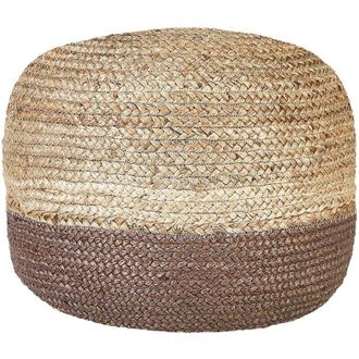 Beliani Ottoman Marron en Jute 50 x 40 cm Moelleux pour Chambre ou Salon Rond Duki