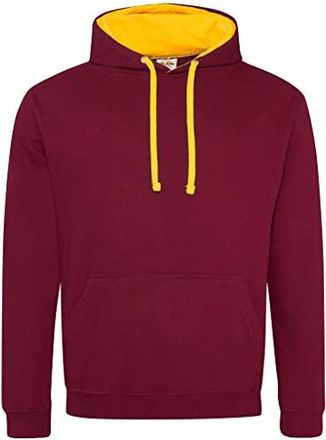 Awdis AWDis Varsity Hoodie Sweat à Capuche, Multicolore (Bordeaux/Or), L Homme