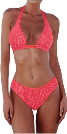 Generic Bikini Sexy Femme Maillot de Bain Maillot de Bain Femme Paillettes, Bikini Triangle Sexy et Brillant, Parfait pour la Plage ou Les Vacances