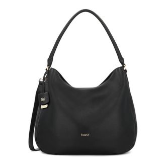 Kazar Schwarze Leder-Hobo-Tasche mit Anh&auml;nger - - Bags - Damen - Schwarzk - ONE SIZE