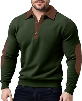 Generic Polo &agrave; manches longues pour homme - T-shirt de golf color&eacute; - Grande taille - T-shirts de sport confortables - Col &agrave; revers - Hauts d&eacute;contract&eacute;s &agrave; port