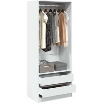 vidaXL Vidaxl - Garde-robe enfant blanche 80x50x200 cm - Bois ding&eacute;nierie - R&eacute;sistance &agrave; lhumidit&eacute; - Grand espace de rangement avec tiroirs