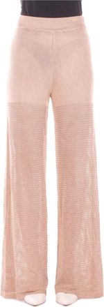 Blugirl Femme, Pantalons, Beige, Taille: 40 FR Pantalon Large en Tricot de Viscose