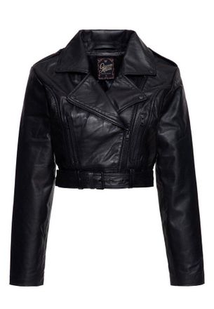 Queen Kerosin Lederjacke in cropped Form