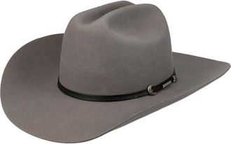 Stetson Chapeau Western Laramie Wool Homme - de Cowboy en Laine Rodeo avec Bandeau Cuir Automne-Hiver Automne Hiver - M (56-57 cm) Gris