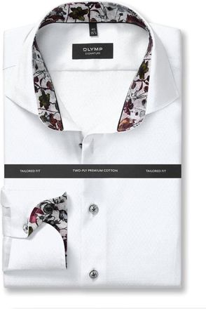 Olymp Signature, Tailored Fit, Vollzwirn-Hemd mit floralem Ausputz in