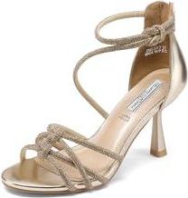 Queen Helena Sandales élégantes avec strass talon moyen femme ZM96003, or, 36 EU