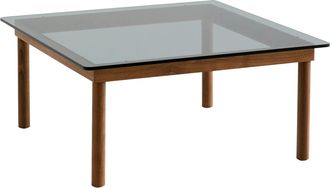 HAY Table basse en verre Kofi, pi&eacute;tement en noyer Hay