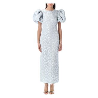Rotate Blaue Illusion Jacquard Midi Puffy Kleid - - Dresses - Damen - Blau - XS