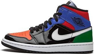 Nike Nike Femme WMNS Air Jordan 1 Mid Se Chaussure de Basketball, Black Univ Red Hyper Royal Pine Green Purple Rise Orange Pulse, 36 EU