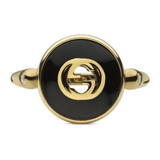 Gucci Verriegelungsring in Gelbgold- Onyx und Diamant - - Accessories - Damen - Gelb - 51 MM