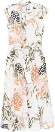 Marella Femme, Robes, Multicolore, Taille: 38 FR Padana Belted Midi Dress