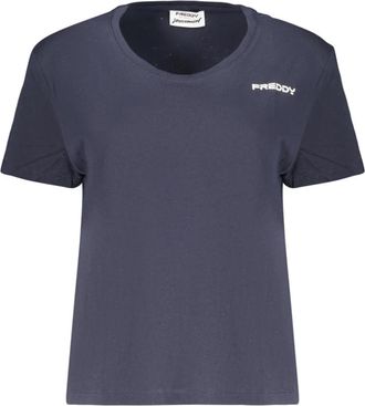 Freddy Kurz&auml;rmeliges T-Shirt - - Tops - Damen - Blau - M