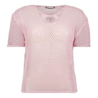 Prada Baumwoll-Mesh-Top Fr&uuml;hjahr-Sommer Kollektion - - Tops - Damen - Rosa - S