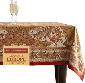 Maison d'Hermine Maison dHermine Tischdecke Rechteckig 100% Baumwolle 220 cm x 160 cm Wiederverwendbar Alltagsgebrauch für Weihnachtsdekorationen Esszimmer Landhaus Zu