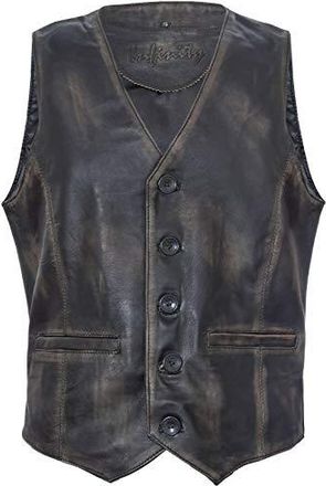 Infinity Leather Les Hommes Noir Gilet Cuir Elégant Classique XS