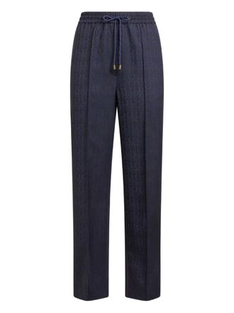 Etro pantalon en jacquard à liens de resserrage - Bleu