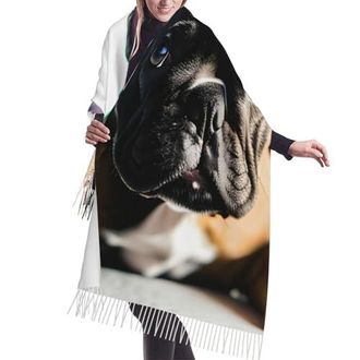 Generic Bouledogue Fran&ccedil;ais Femme Ch&acirc;le &Eacute;l&eacute;gant Ch&acirc;le Wrap Longue Etole Pour Cadeau Automne Hiver Soir&eacute;e