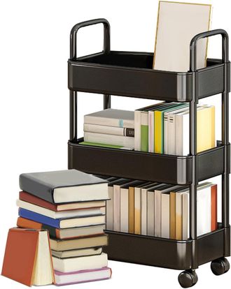 Generic Rollwagen mit R&auml;dern,Rollwagen - Rolling Buchwagen,3/4-st&ouml;ckige Rollwagen mit Griff, multifunktionale abnehmbare Lagerwagen R&auml;der