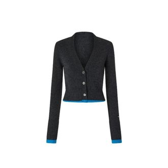 Pinko Kurzer Kaschmircardigan mit V-Ausschnitt - - Knitwear - Damen - Grau - L