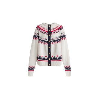 Alberta Ferretti Femme, Pulls, Multicolore, Taille: 44 FR Fair Isle Jacquard Cardigan