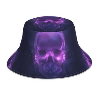 Generic Chapeau De Seau Image dune T&ecirc;te Violette Lumineuse Chapeau De P&ecirc;che Mode &Agrave; Large Bord Bonnet Soleil, pour Chasse, La Randonn&eacute;e, Le Camping, 56-58cm