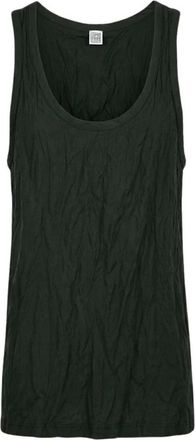 Toteme Femme, Tops, Vert, Taille: 40 FR D&eacute;bardeur en coton froiss&eacute;