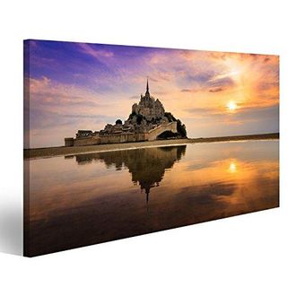 Islandburner Tableau sur toile Belle vue sur le monument historique Le Mont Saint-Michel en Normandie, en France, un site du patrim Tableaux, Image, Poster JWO